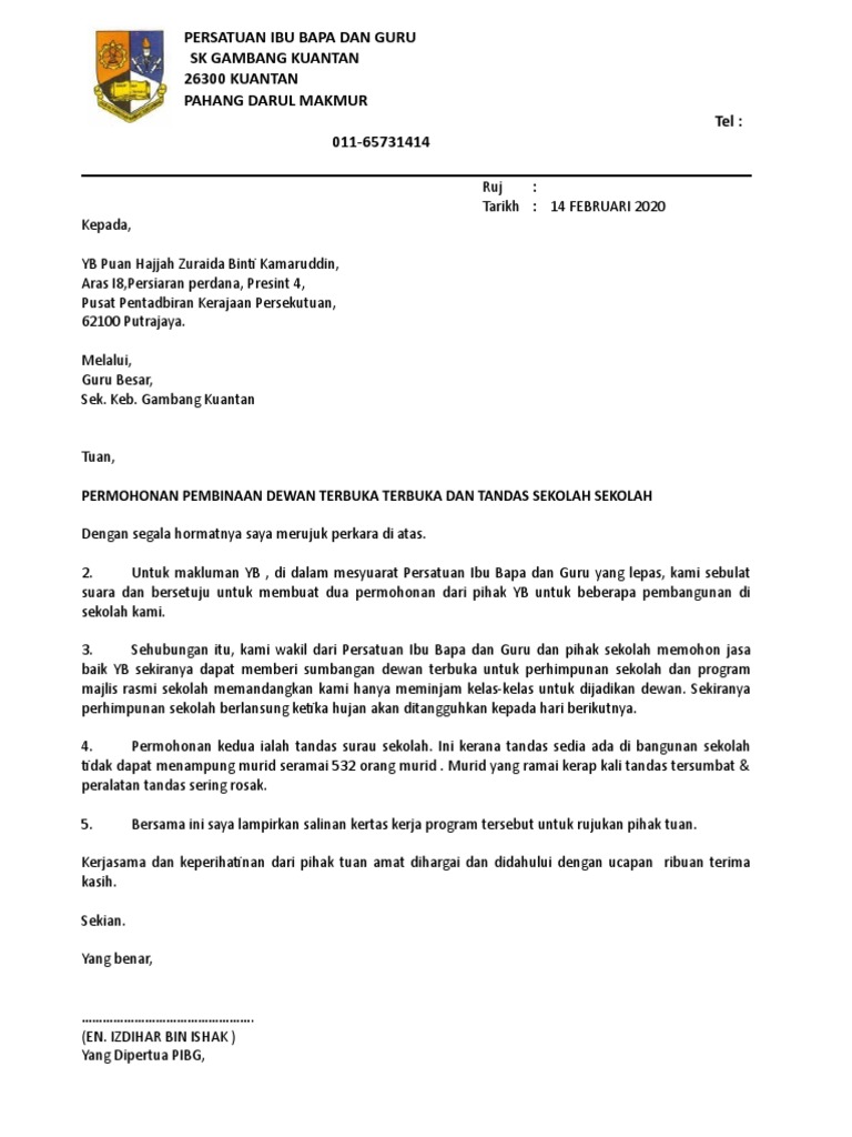Surat Mohon Bantuan YB | PDF