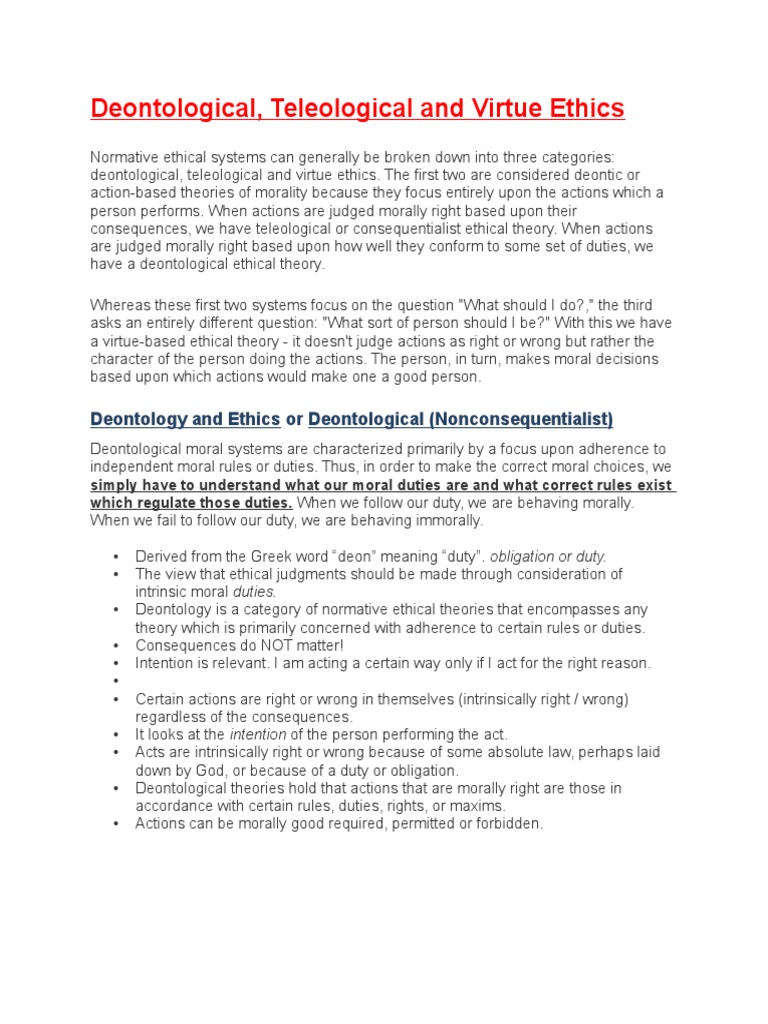 FINAL Deontological & Teleological Ethics - KIIT | PDF | Virtue Ethics ...
