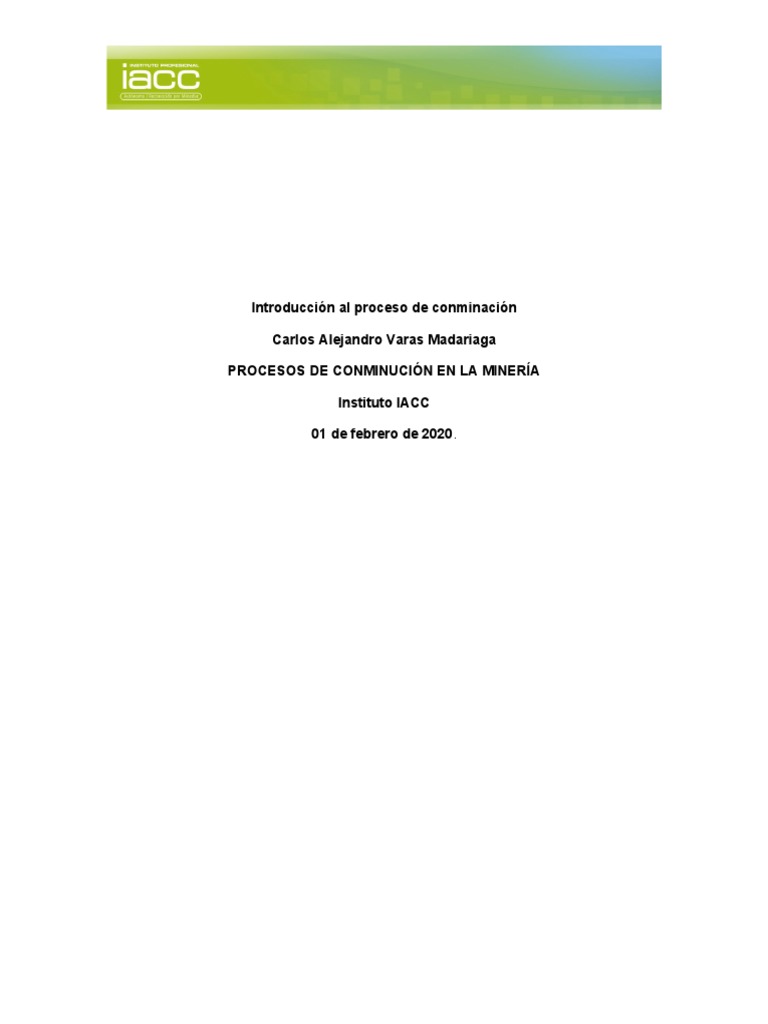 Introducción Al Proceso de Conminación Control 1 | PDF | Materiales ...