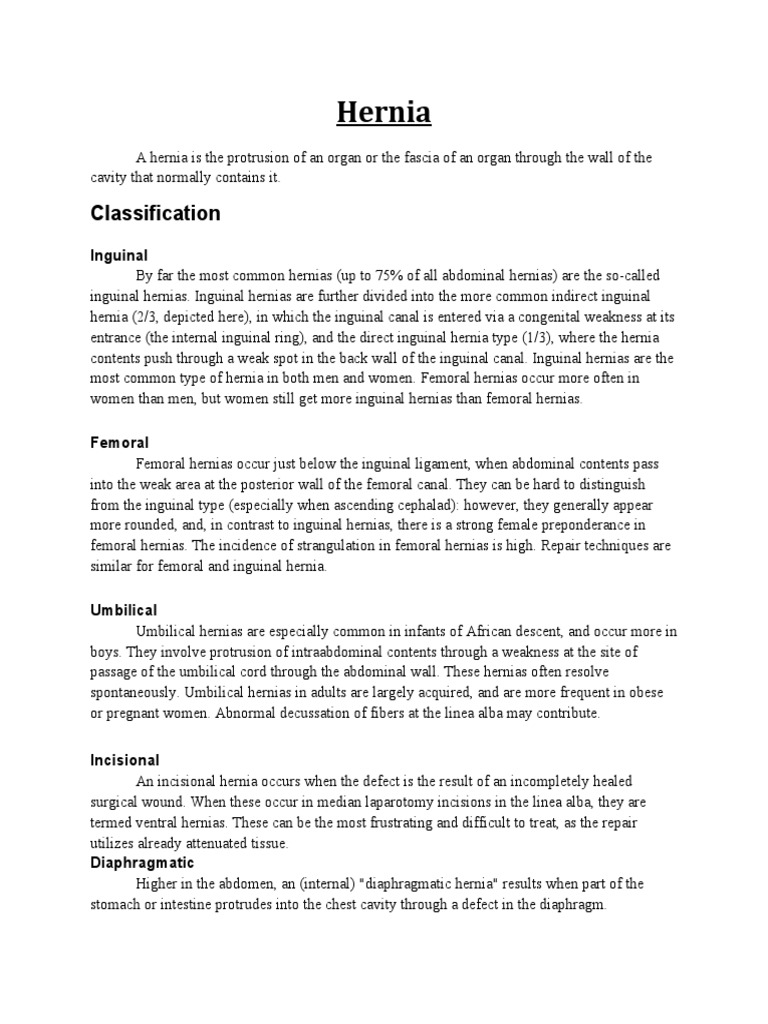 Hernia | PDF | Diseases And Disorders | Clinical Medicine