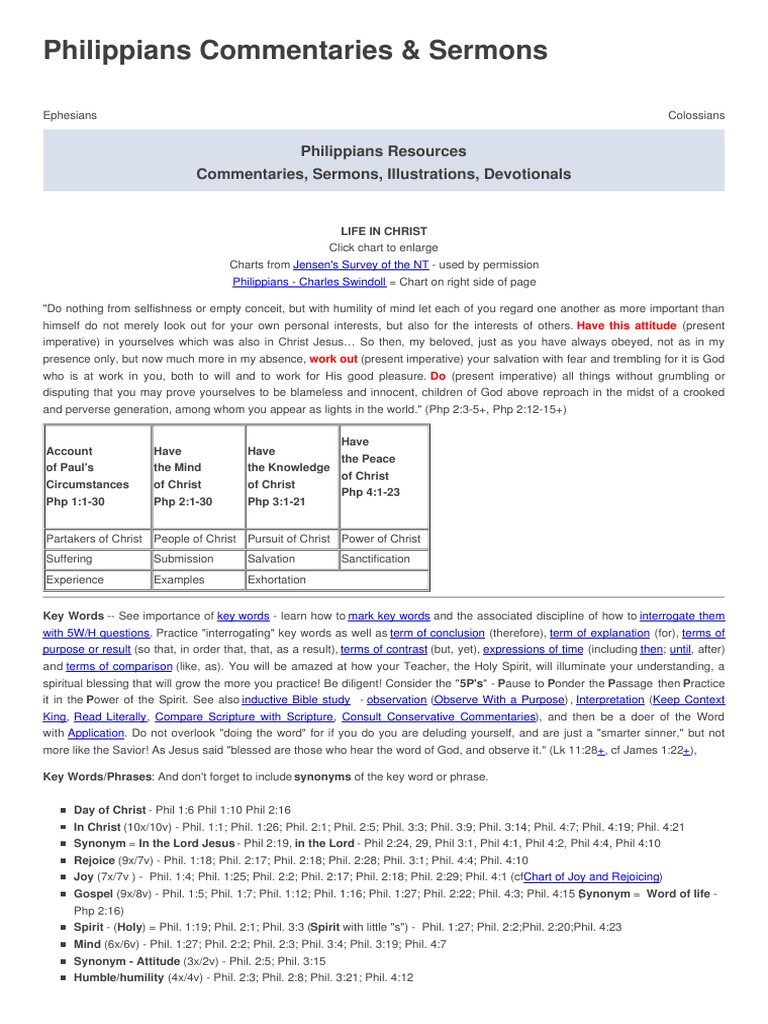Philippians Sermon Outlines & Commentary | PDF | Epistle To The ...