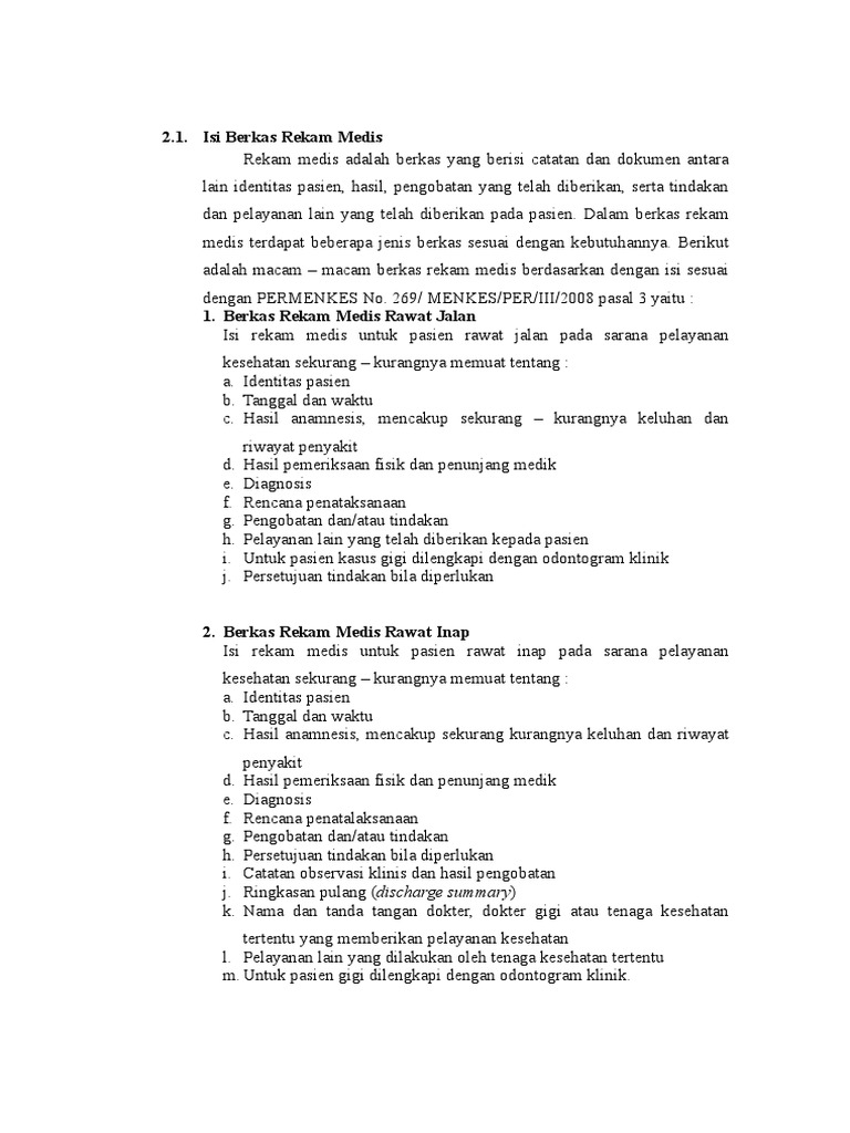 Isi Berkas Rekam Medis | PDF