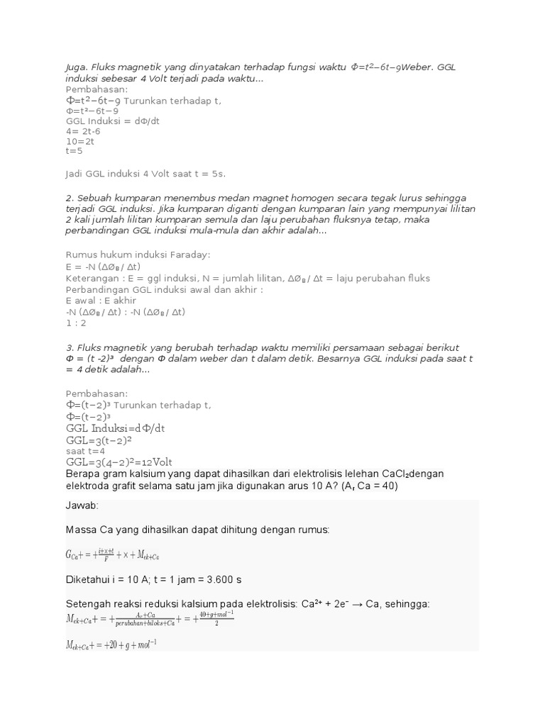 GGL Induksi dan Elektrolisis dalam Fisika | PDF | Metode & Bahan Ajar ...