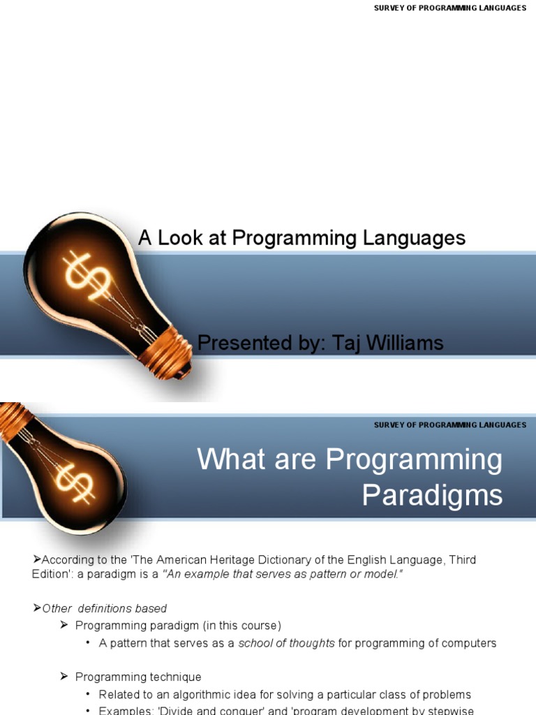 A Look at Programming Languages | PDF | Programming Paradigms | Mathematical Logic