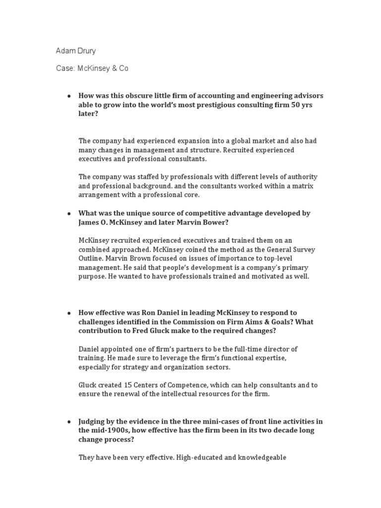 McKinsey and Company Case Study Analysis | PDF | Mc Kinsey & Company ...