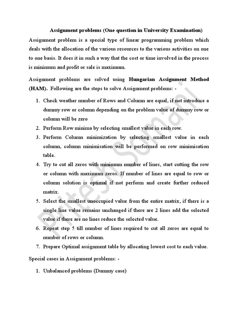 Optimal Assignment of Resources to Activities to Minimize Cost or Maximize Profit: Solving ...