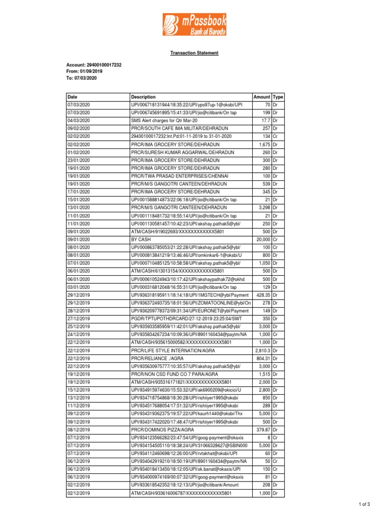 901 Bob Statement | PDF | Banking | Financial Services