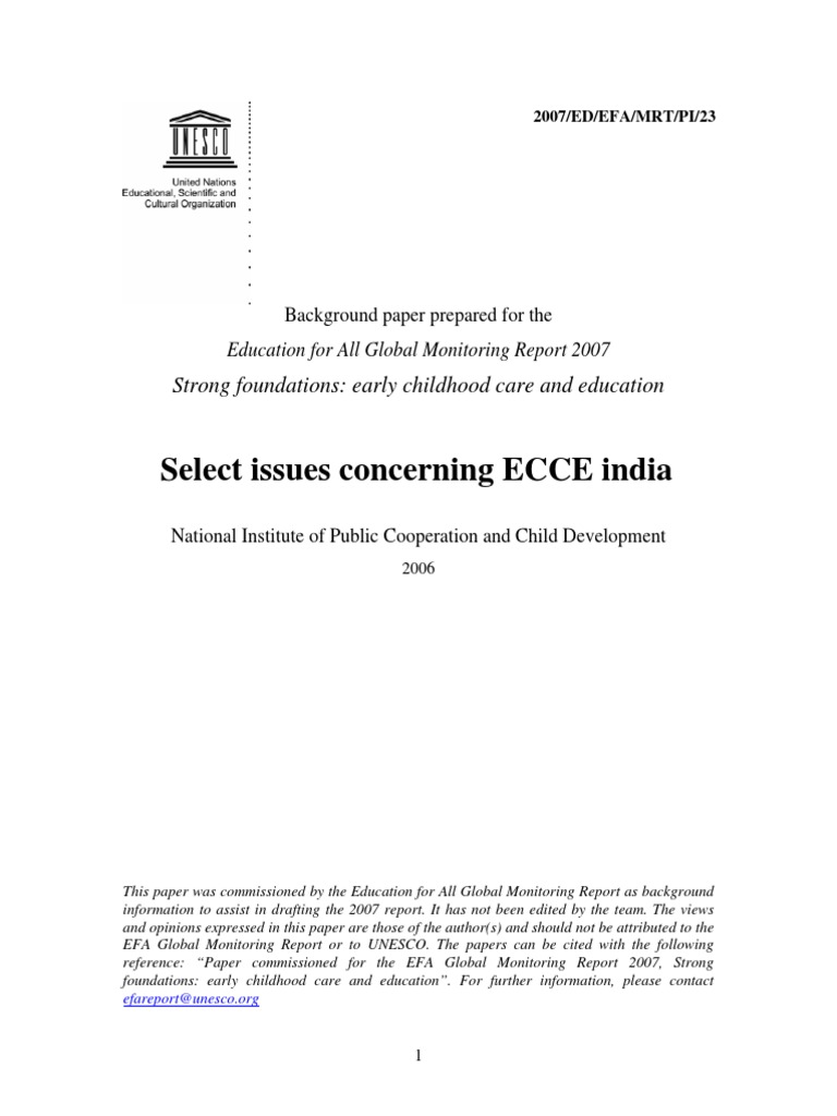 ECCE in India: Current Issues and Insights | PDF | Early Childhood ...