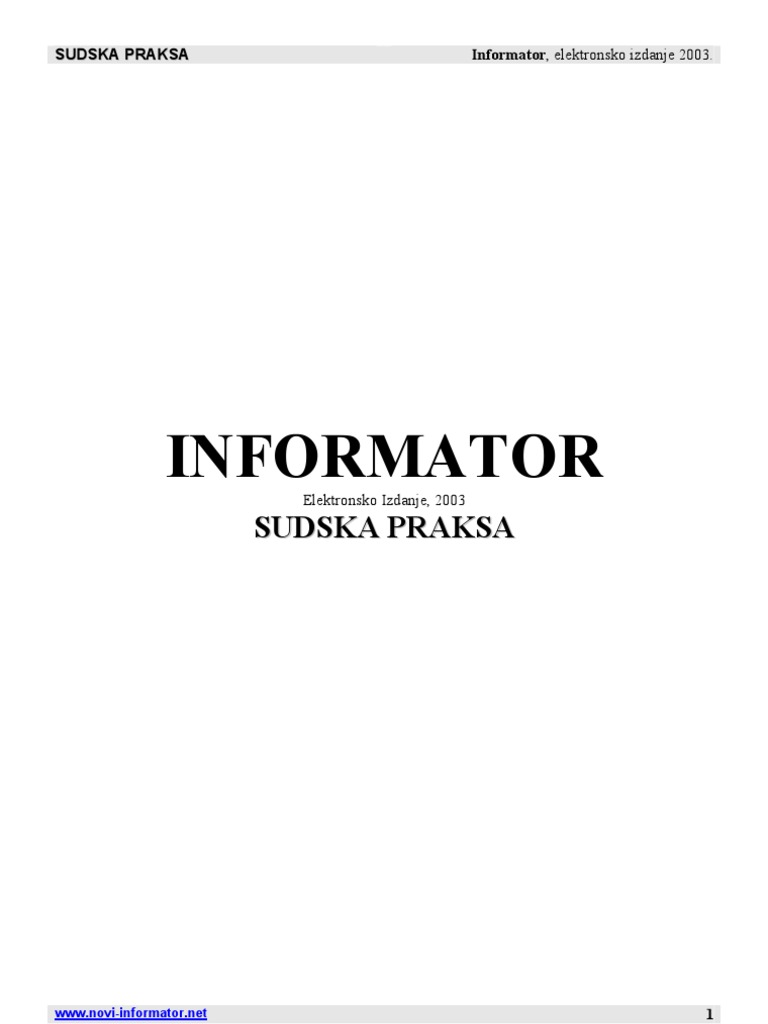 Sudska Praksa 2003 | PDF