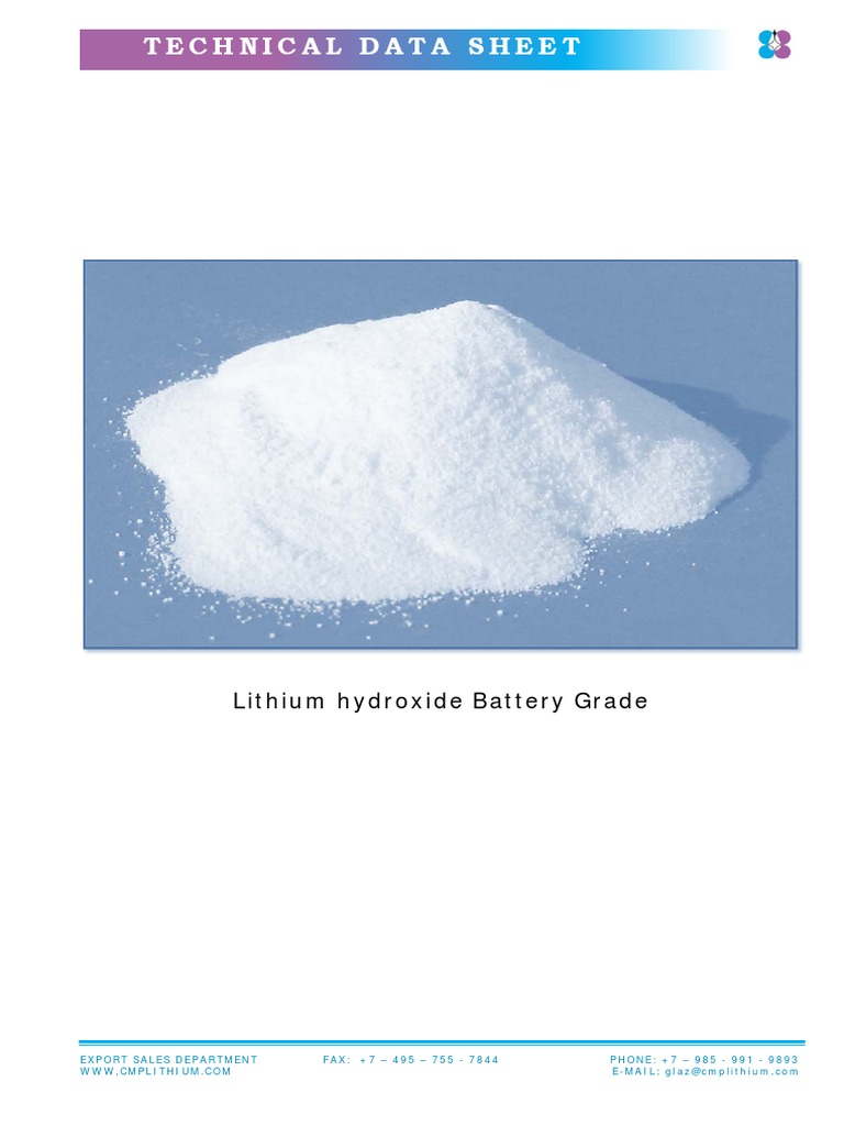 2020-03 Technical Data Sheet LiOH BG CMP | PDF | Hydroxide | Lithium