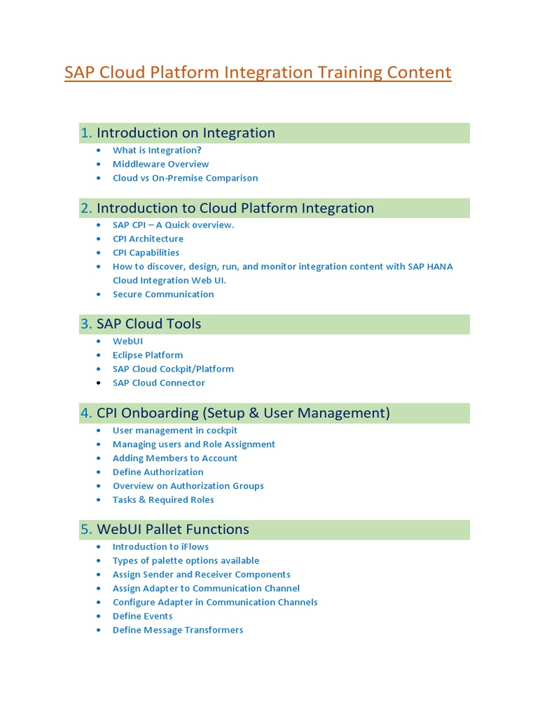 SAP Cloud Platform Integration Training Content | PDF | Soap | Cloud Computing