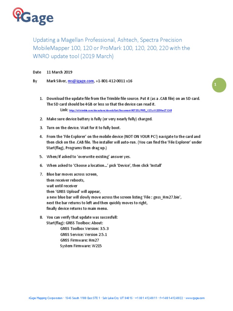 Magellan MobileMapper WNRO Update Guide | PDF