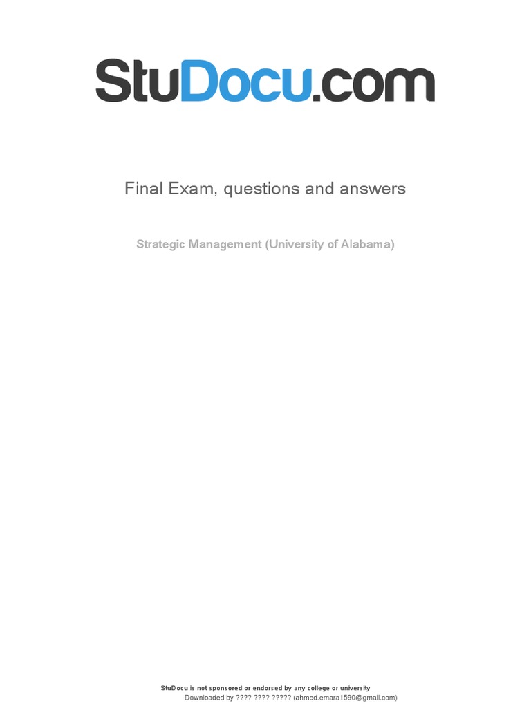 Final Exam Questions and Answers | PDF | Test (Assessment) | Strategic ...