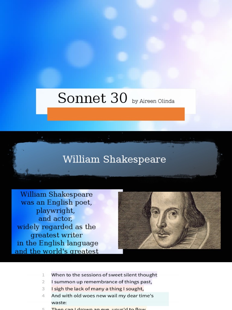 Sonnet 30 | PDF | Sonnets | Poetry