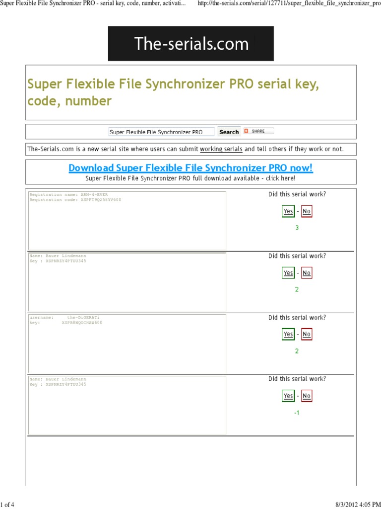 Super Flexible File Synchronizer PRO - Serial Key, Code, Number ...