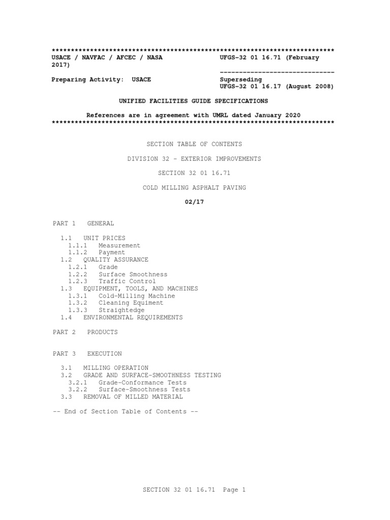 Ufgs 32 01 16.71 | PDF | Road Surface | Specification (Technical Standard)