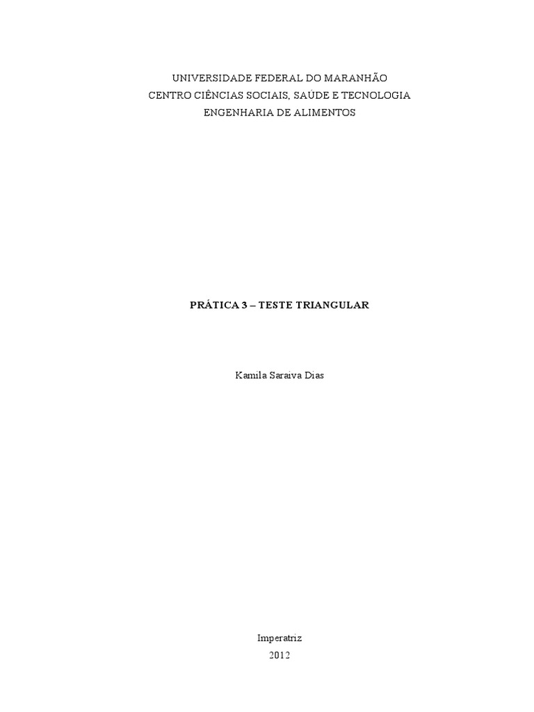 Relatório 3 Teste Triangular | PDF | Science | Ciência e Tecnologia