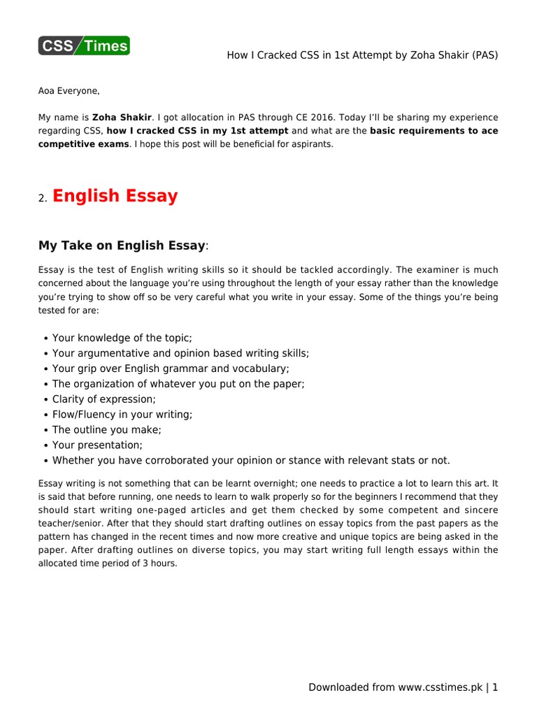 How I Cracked CSS in 1st Attempt by Zoha Shakir (PAS) PDF | PDF ...