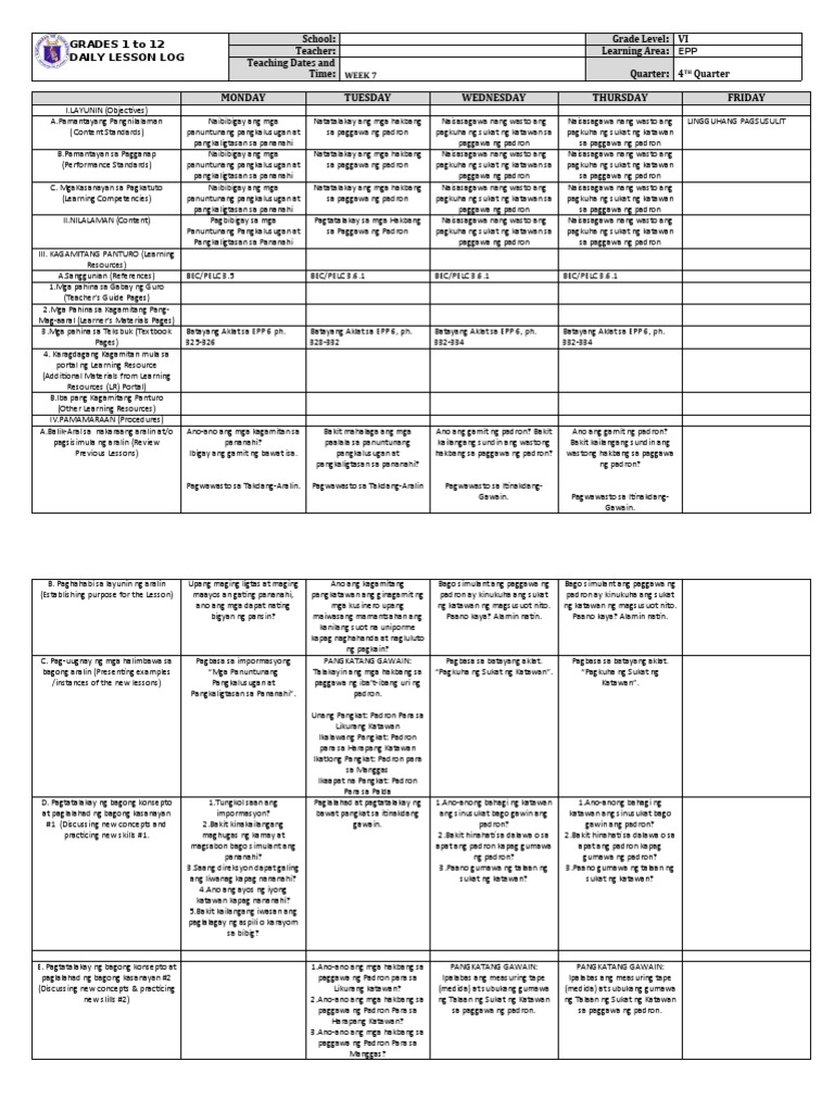 Grade 6 DLL EPP 6 Q4 Week 7 | PDF