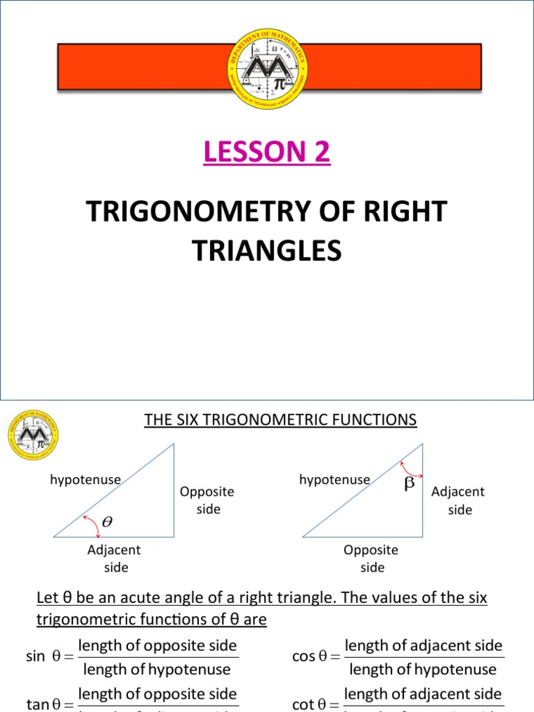 Right Triangle Trigonometry Guide | PDF | Trigonometric Functions | Sine