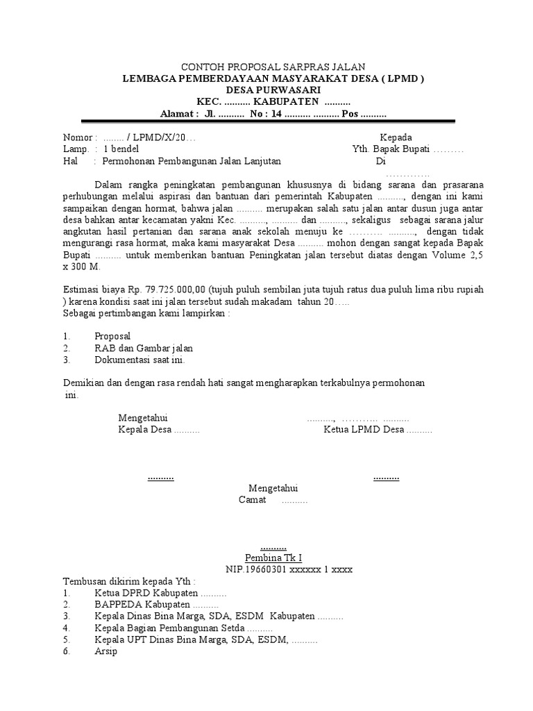 Contoh Proposal Sarpras Jalan Desa | PDF