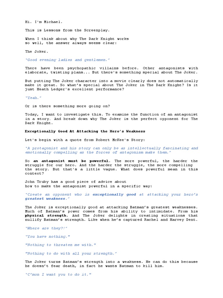 The Dark Knight Creating The Ultimate Antagonist Pdf Batman