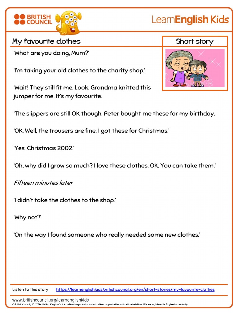 Short Stories My Favourite Clothes Transcript | PDF