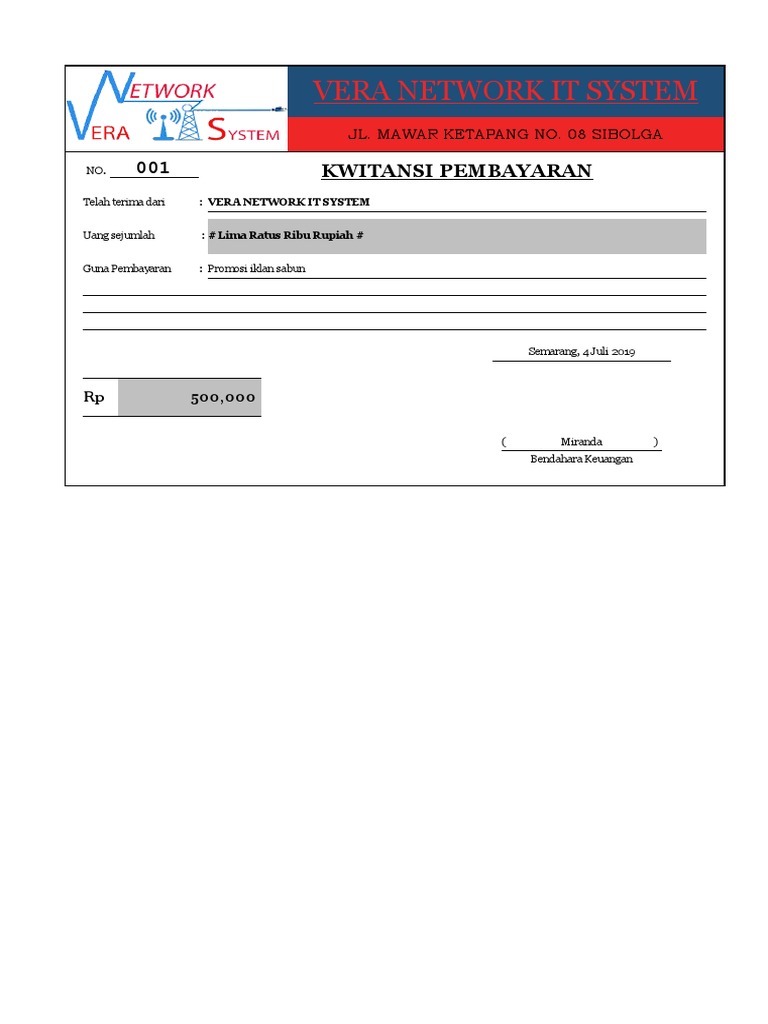 Contoh Kwitansi Pembayaran Excel | PDF