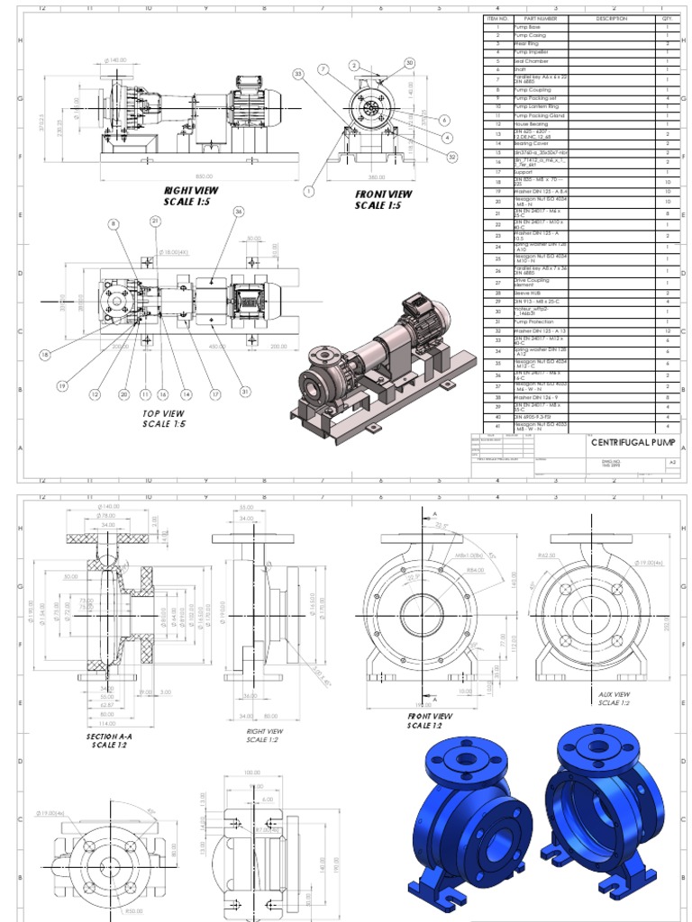 Centrifugal Pump Technical Drawings | PDF | Pump | Fluid Mechanics
