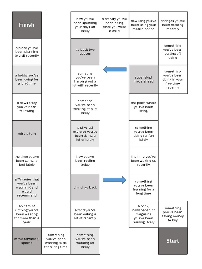 Present Perfect Continuous Board Game | PDF