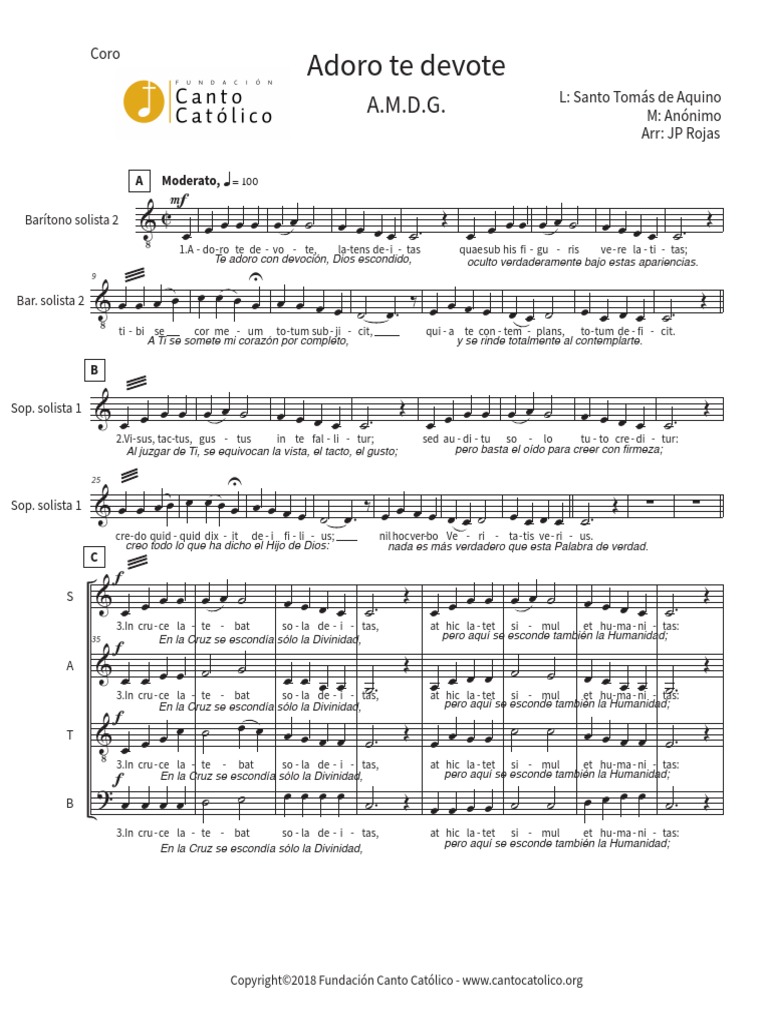 Adoro Te Devote - Coral - Score | PDF | Religión y creencia