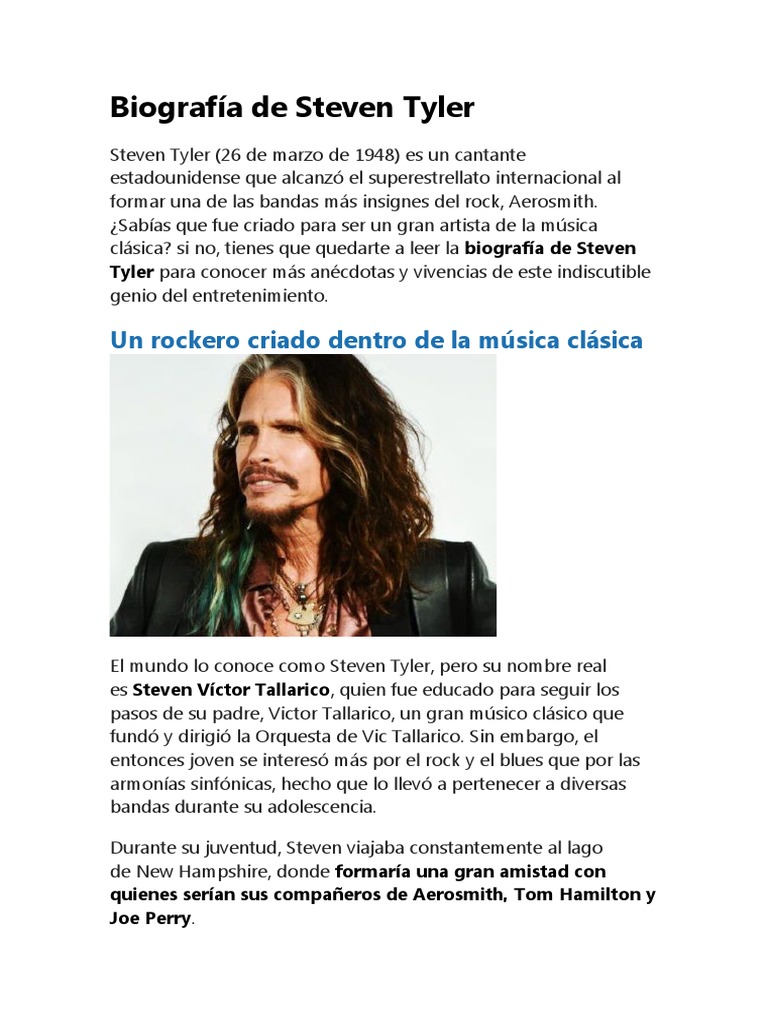 Biografía de Steven Tyler | PDF | Entretenimiento (general)