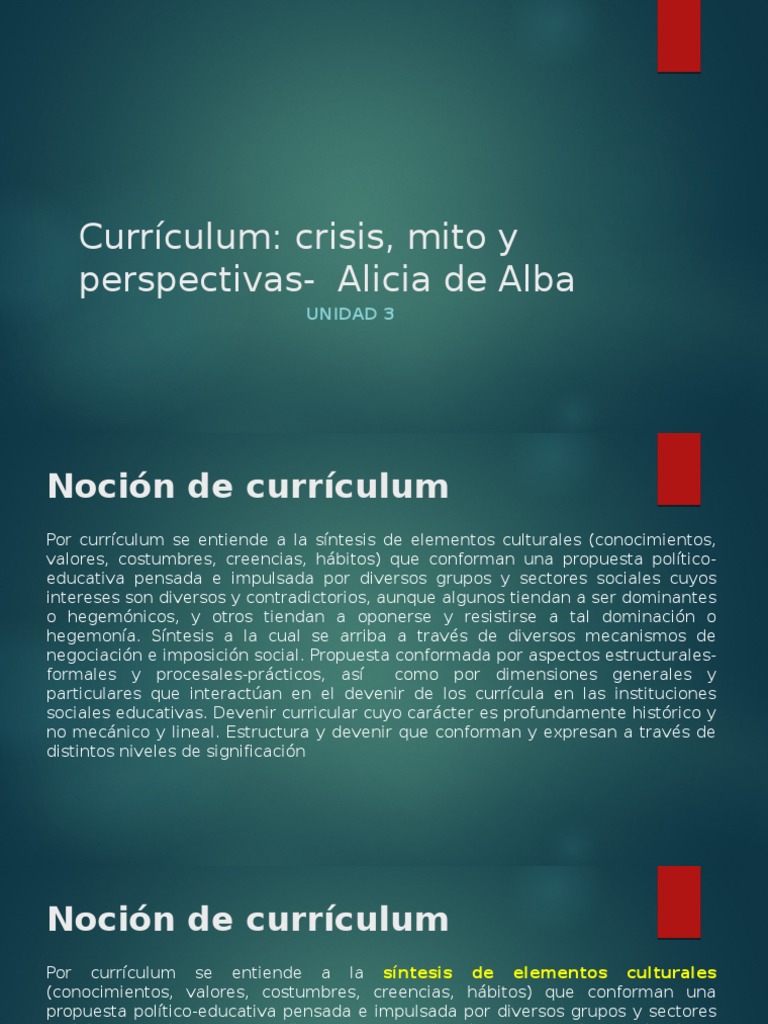 Alicia de Alba Definicion de Curriculum | Institución | Plan de estudios