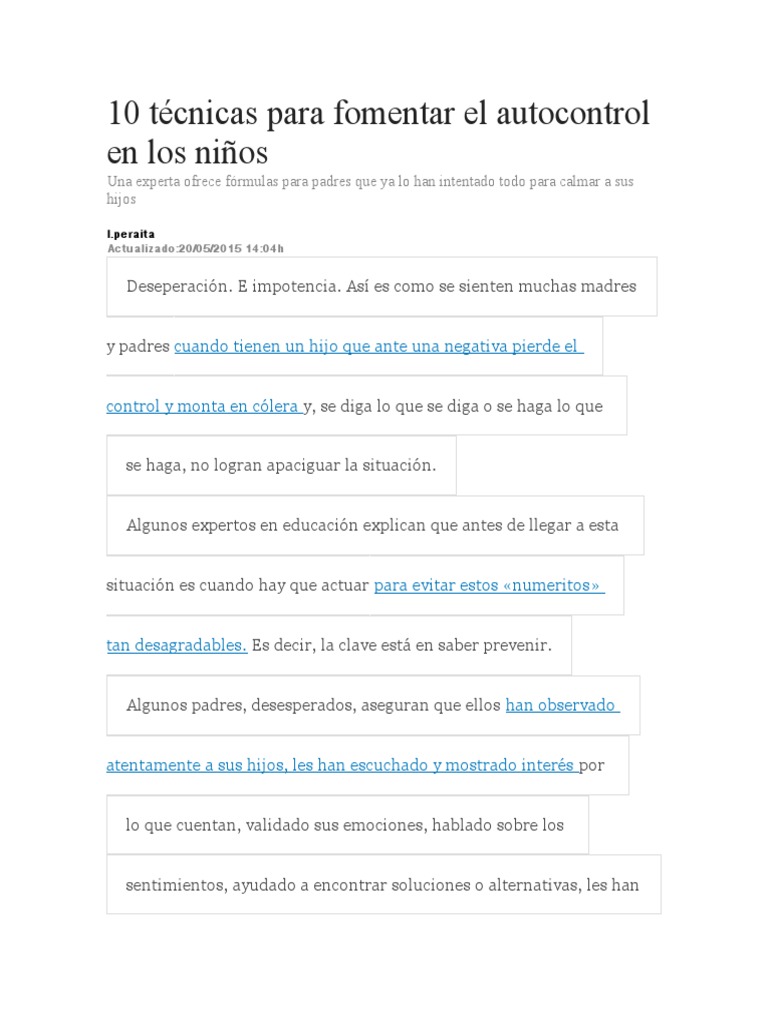 10 Técnicas para Fomentar El Autocontrol en Los Niños | PDF | Semáforo ...