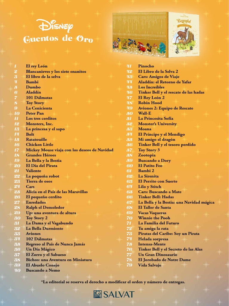 Lista de Cuentos Disney Salvat | PDF | Walt Disney Imágenes | Películas ...