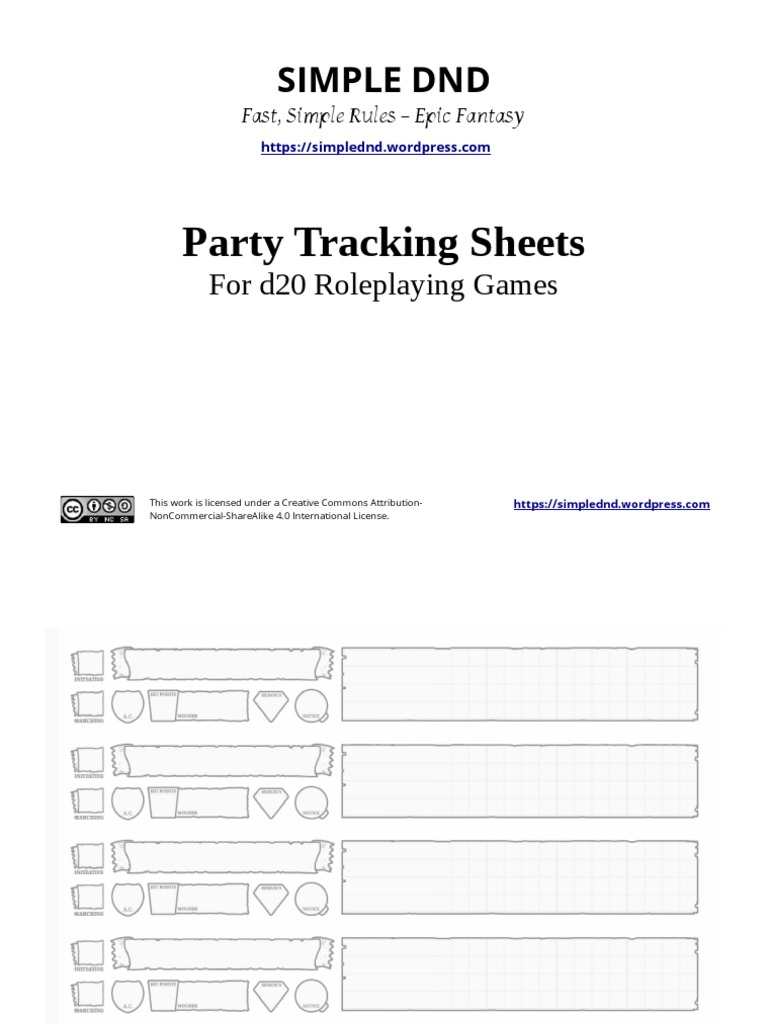 Party Tracking Sheets PDF | PDF