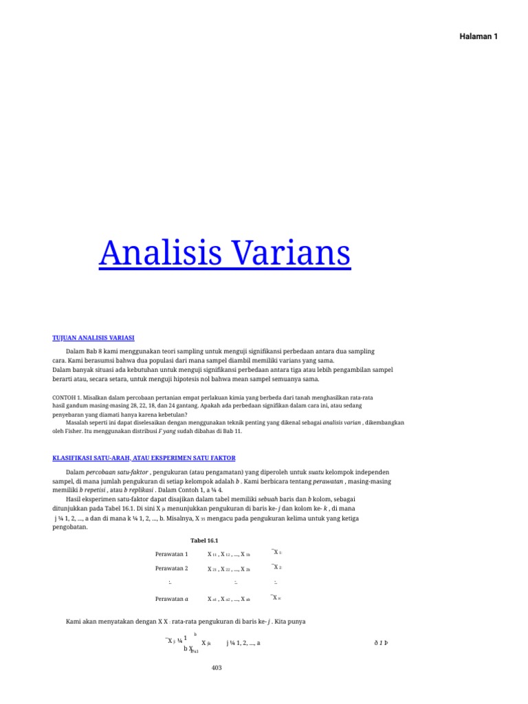 Analisis Varians | PDF