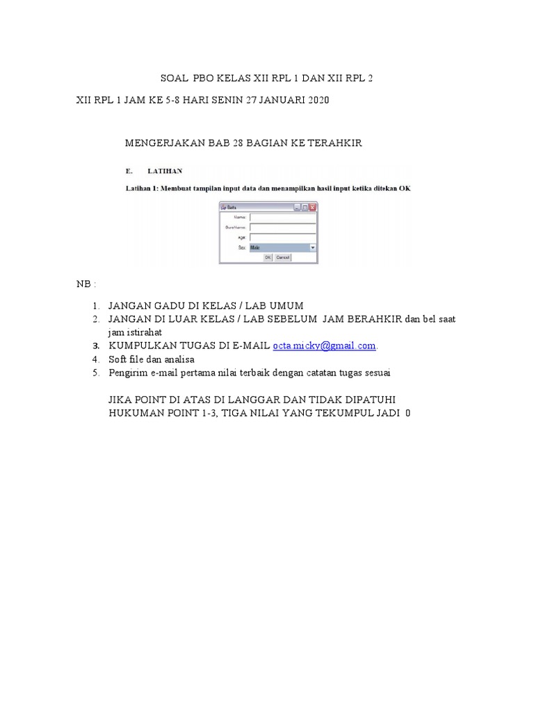 Soal Pbo Kelas Xii RPL 1 | PDF