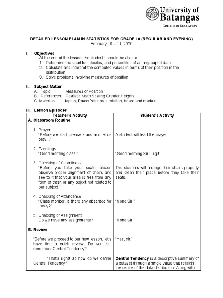 Measuring Student Achievement: A Detailed Lesson Plan on Calculating ...