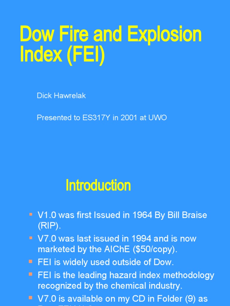 Dow Fire and Explosion Index Overview | PDF | Fire Sprinkler System | Fires
