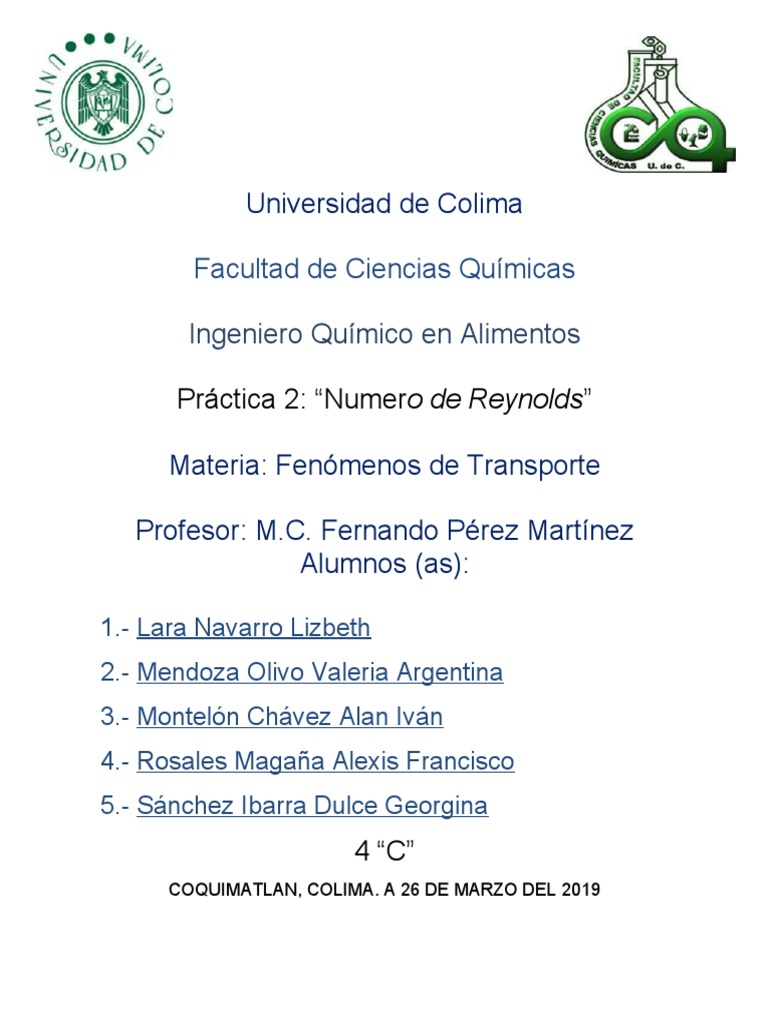 Práctica 2 Número de Reynolds | PDF | Numero Reynolds | Viscosidad