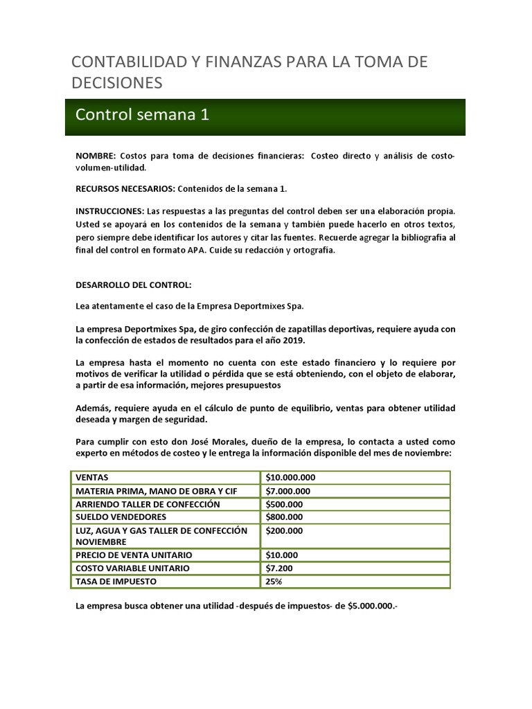 01 - Contabilidad y Finanzas para La Toma de Decisiones - Controlv1 | PDF | Presupuesto | Economias
