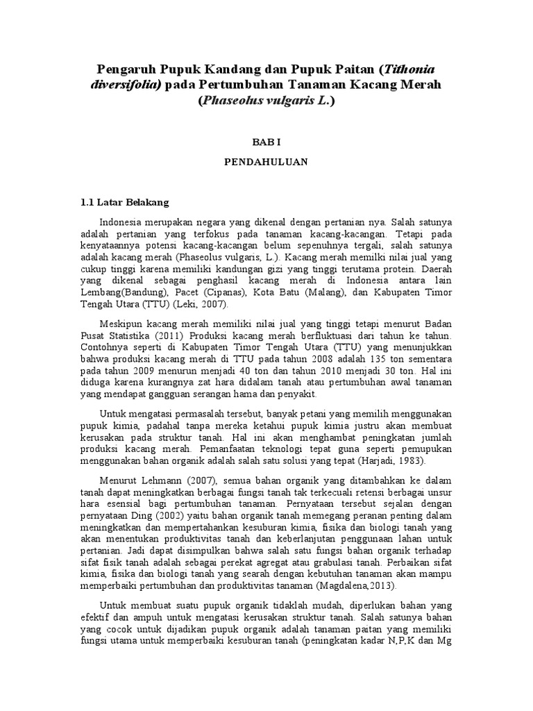 Pengaruh Pupuk Kandang Dan Pupuk Paitan | PDF | Teknologi & Rekayasa