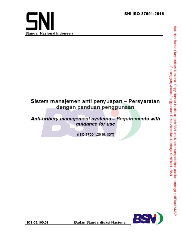 SNI ISO 37001-2016 - Unlocked | PDF