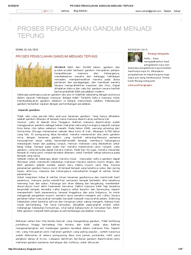 Sejarah dan Proses Pengolahan Gandum | PDF