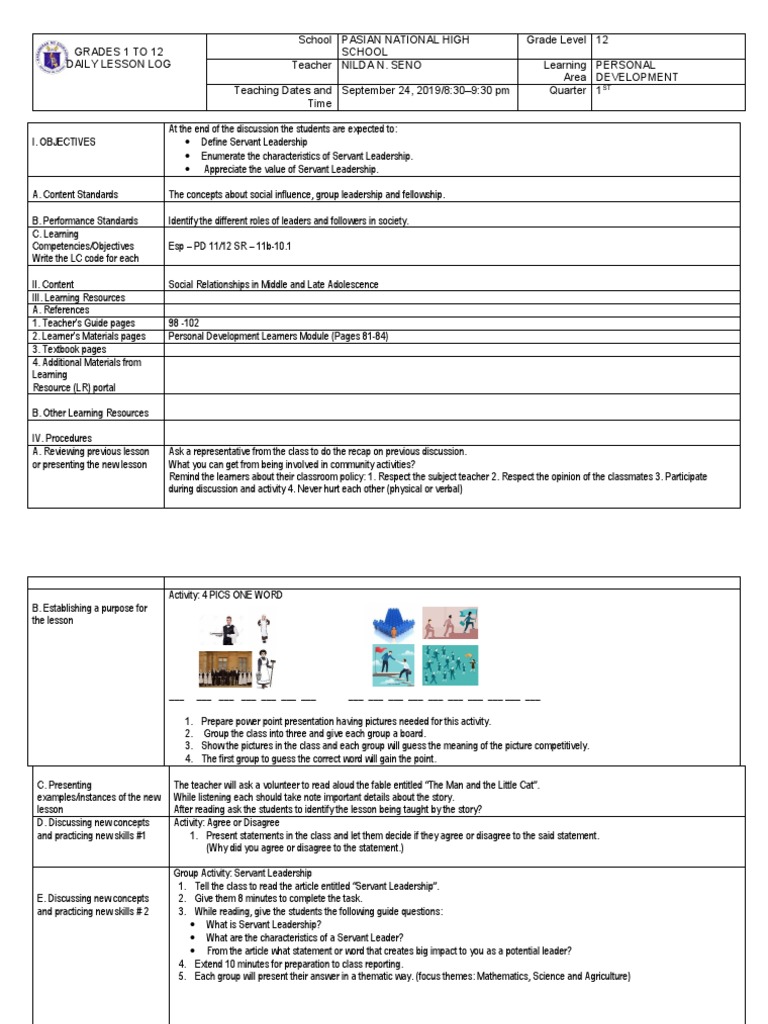 PerDev DLL Cot 1 | PDF | Teachers | Leadership