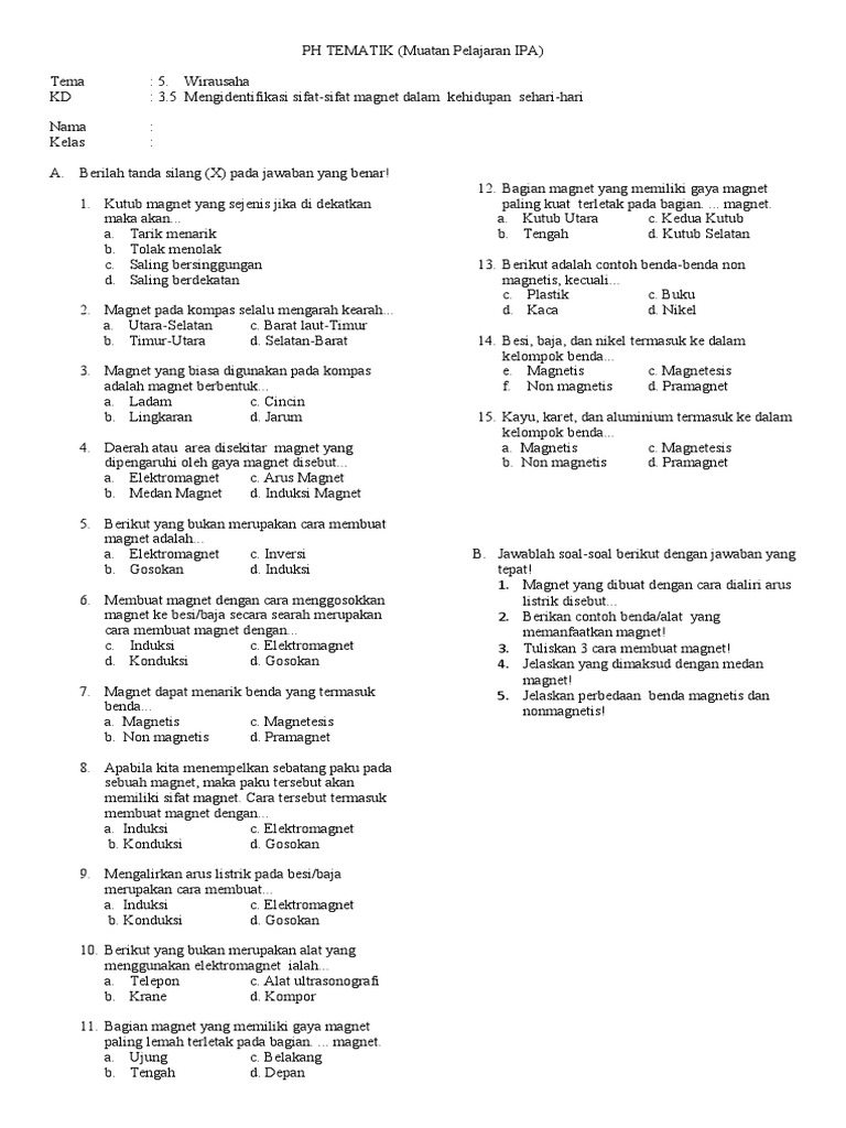 PH TEMATIK Tema 5 Sub 3 | PDF