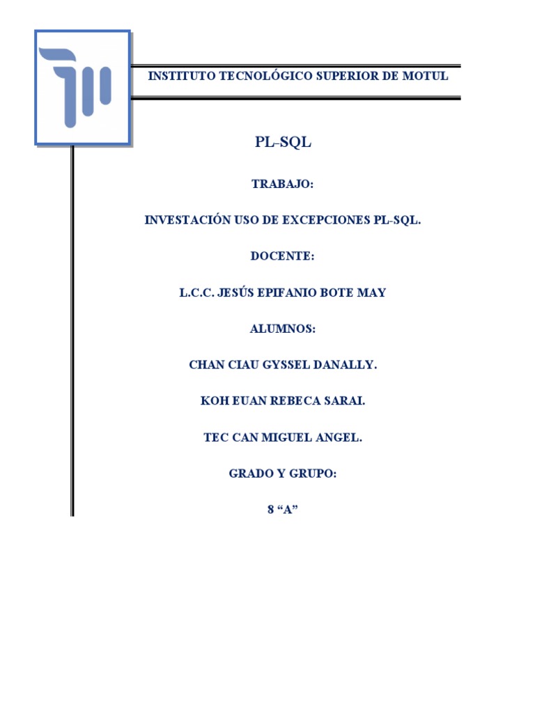 Uso de Excepciones PL-SQL | PDF | Pl / Sql | Programa de computadora