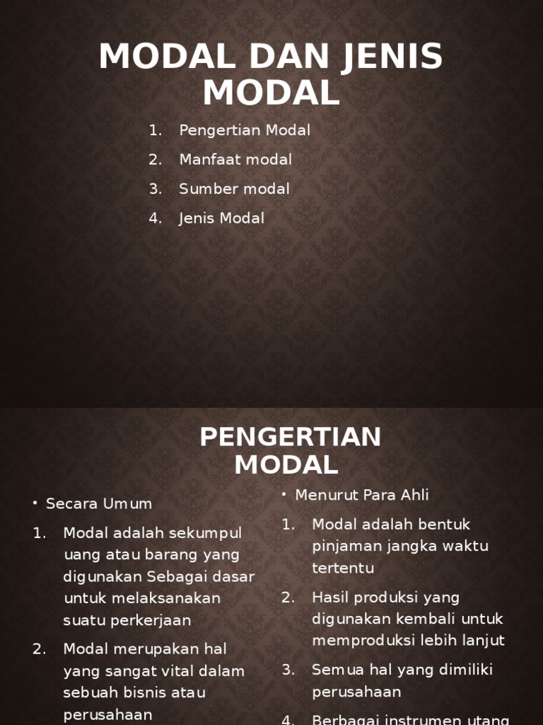 Modal Dan Jenis Modal Power Point | PDF