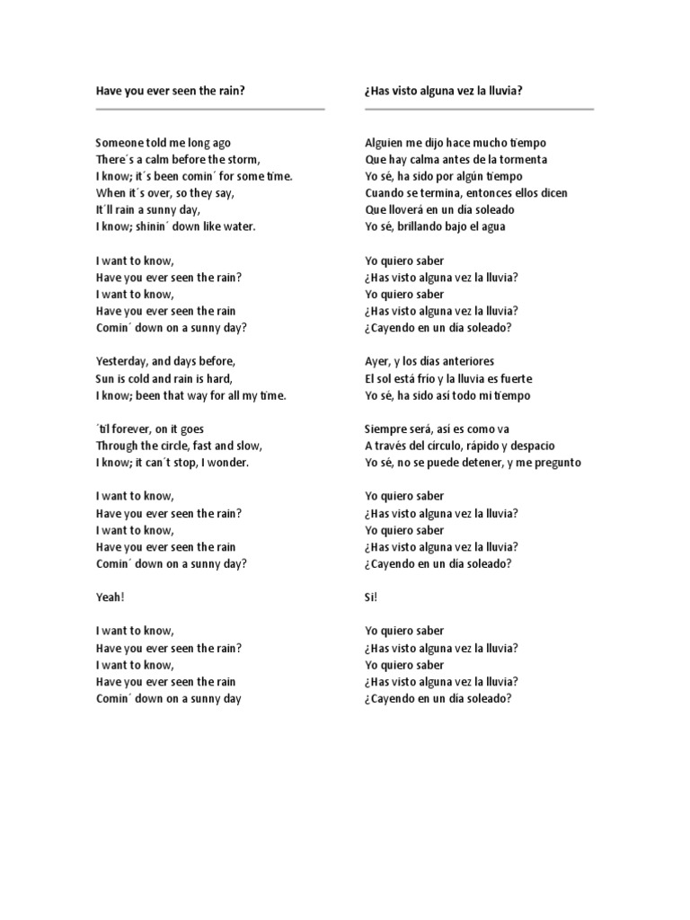 Have You Ever Seen The Rain Pdf